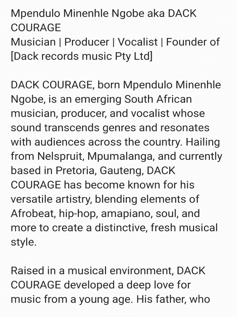 Mpendulo Bio | PDF