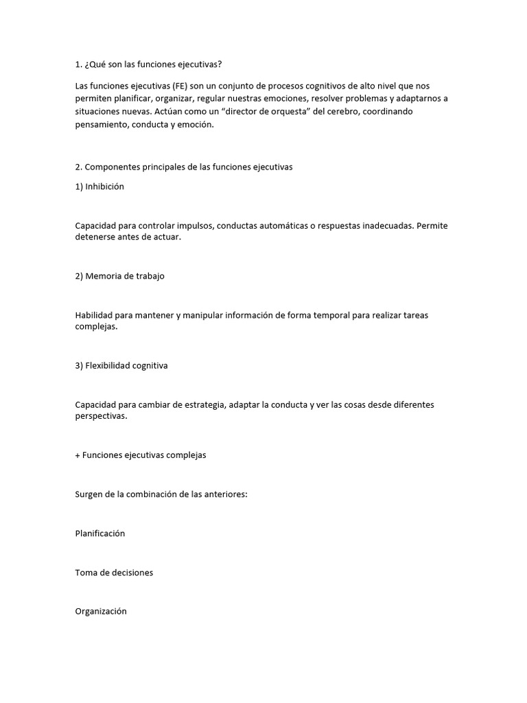 Funciones Ejecutivas | PDF | Funciones ejecutivas | Las emociones
