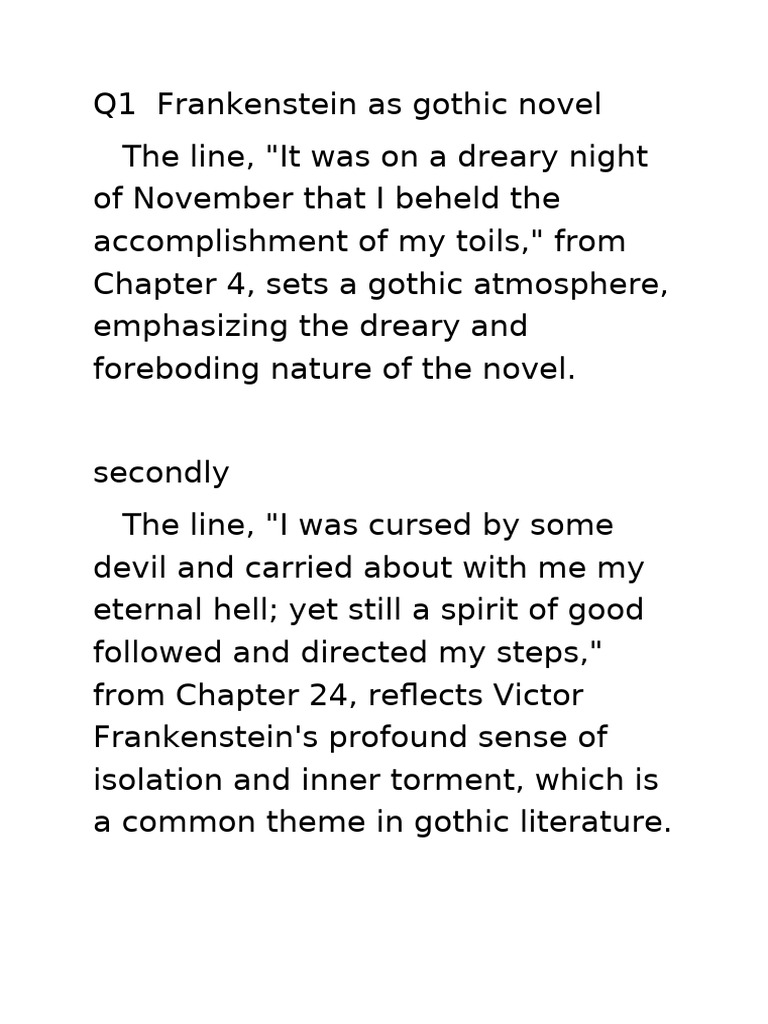 Gothic Elements in Frankenstein Novel | PDF | Frankenstein | Gothic Fiction