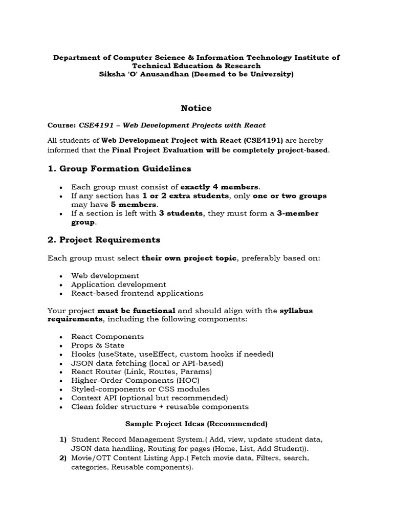 Department of Computer Science (IT) WDPWR Notice Group Project | PDF ...