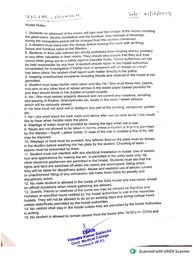Hostel Rules | PDF