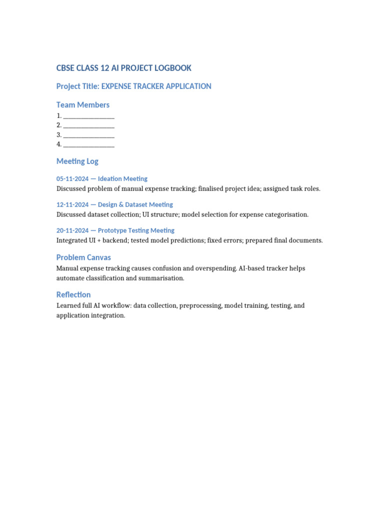 AI Project Logbook New | PDF