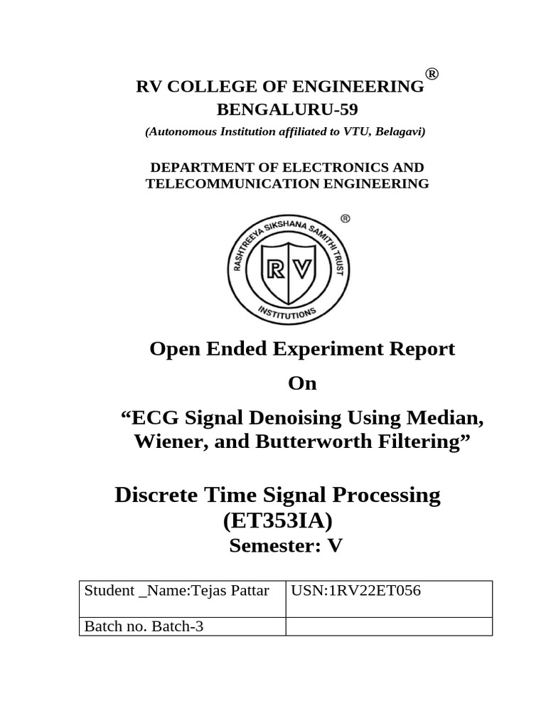 Dtsp Oe Report | PDF | Electrocardiography | Low Pass Filter