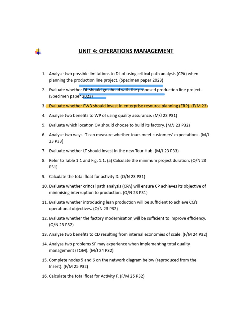Operations Management Evaluation Techniques | PDF | Chess | Chess Theory