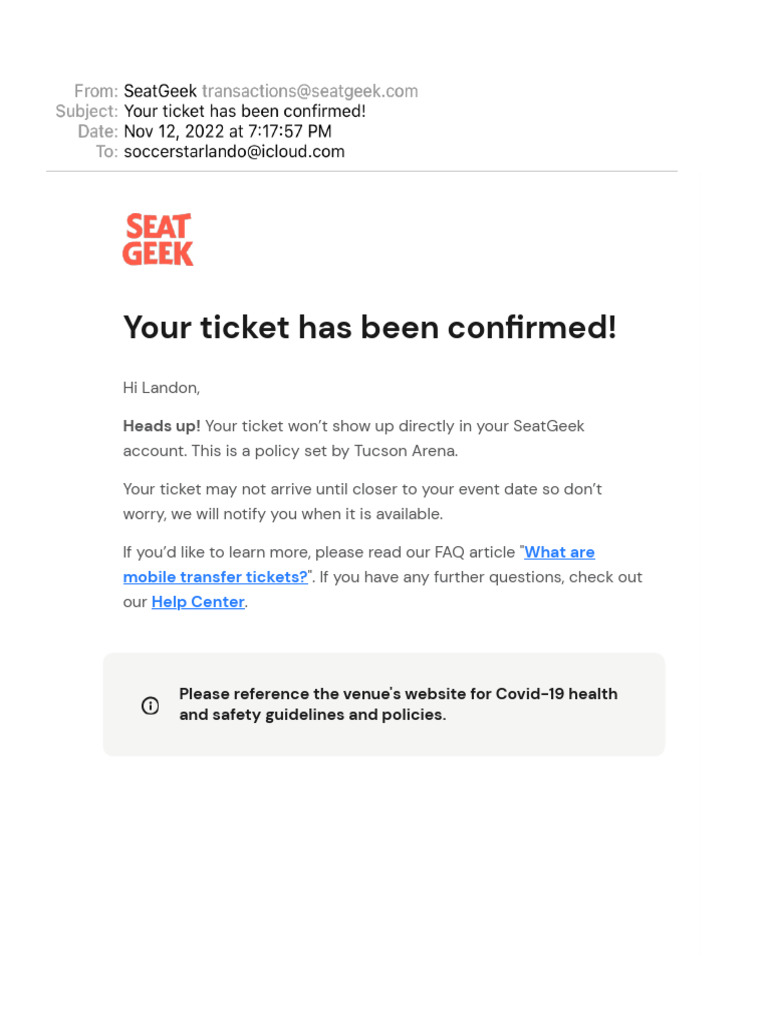 Your Ticket Has Been Confirmed! | PDF