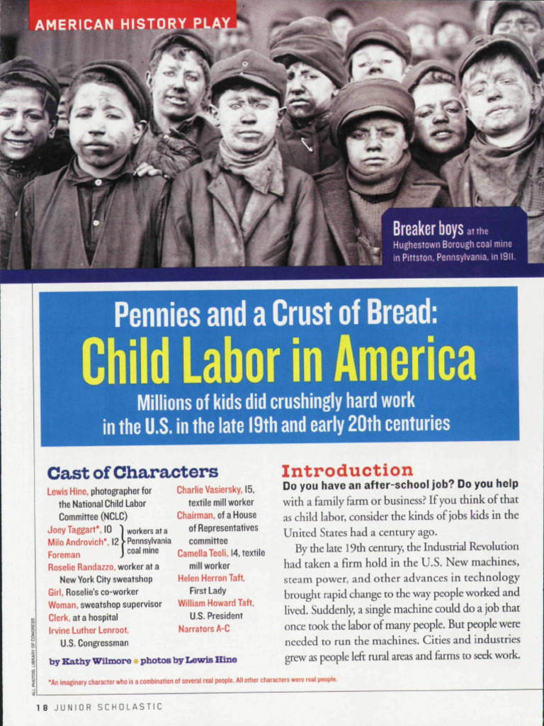 Pennies and a Crust of Bread Child Labor in America - Complete Play ...