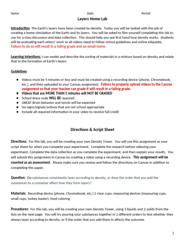 Layers Home Lab | PDF | Liquids | Density