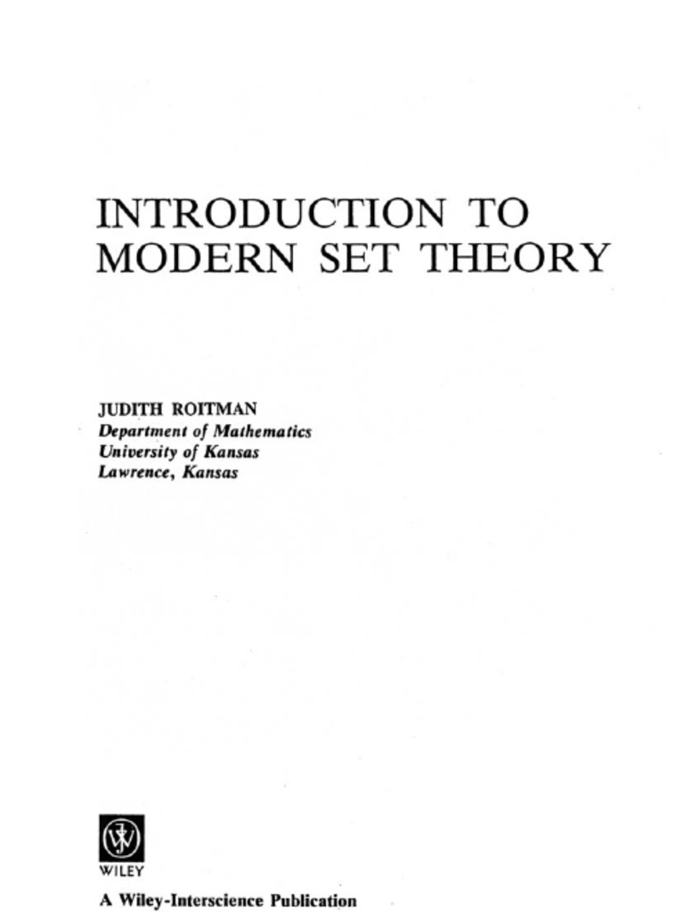 Judith Roitman - Introduction To Modern Set Theory - Wiley | PDF