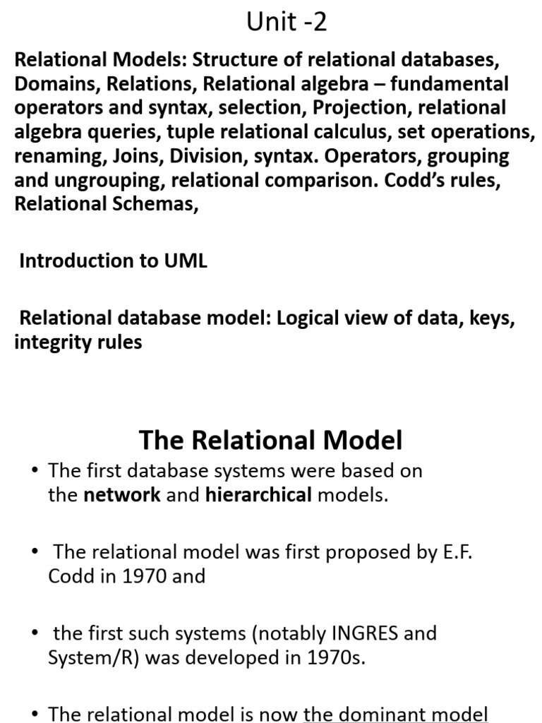 unit-2 (1).pptx | PDF | Relational Model | Relational Database