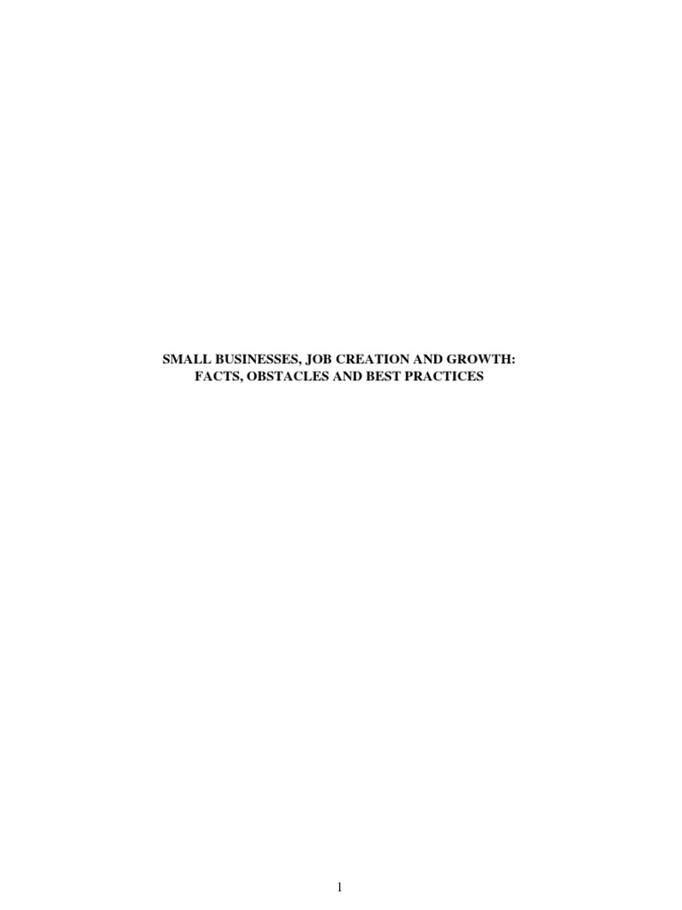 Small Businesses, Job Creation and Growth: Facts, Obstacles and Best ...