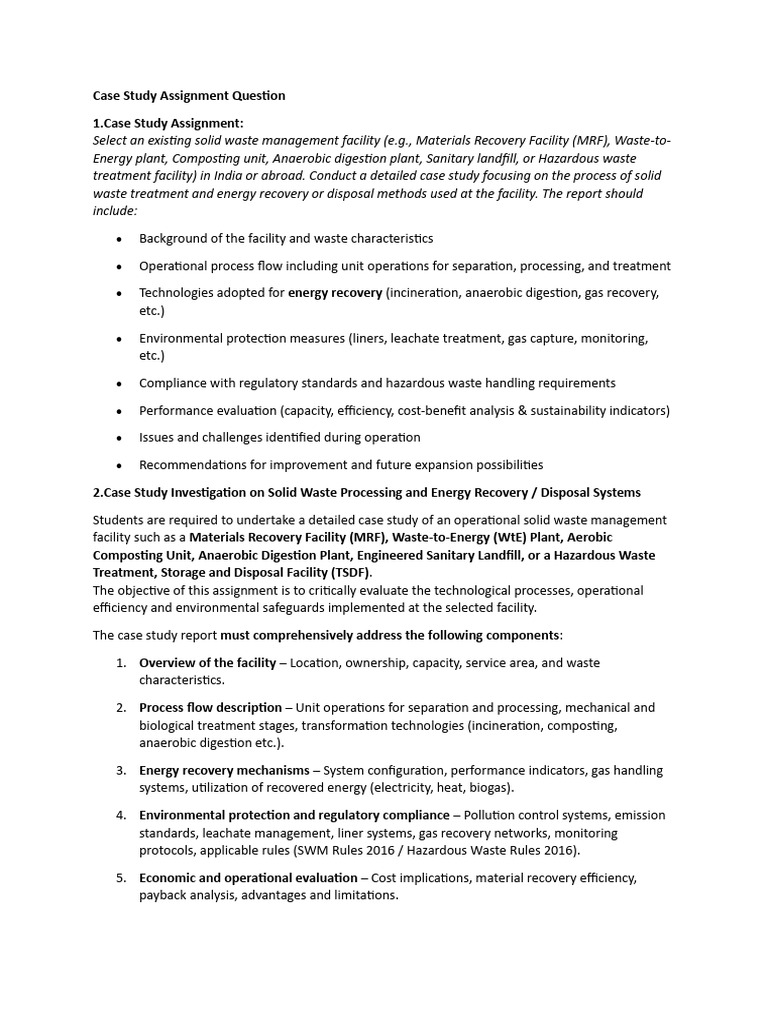 Solid Waste Management Case Study Guide | PDF | Waste | Waste Management