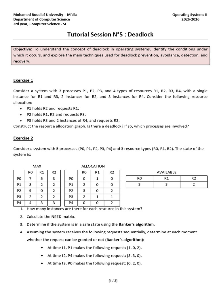 Tutorial Session N°5 | PDF | Mathematical Relations | Algorithms