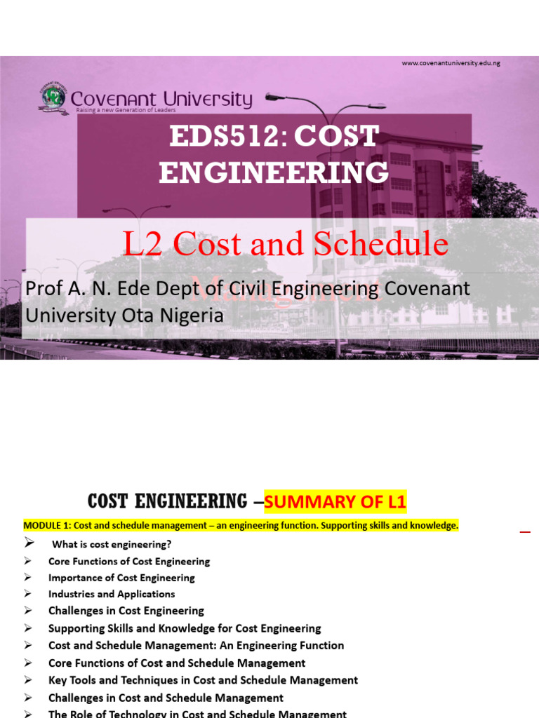 Cost Engineering: Key Concepts & Applications | PDF | Project ...