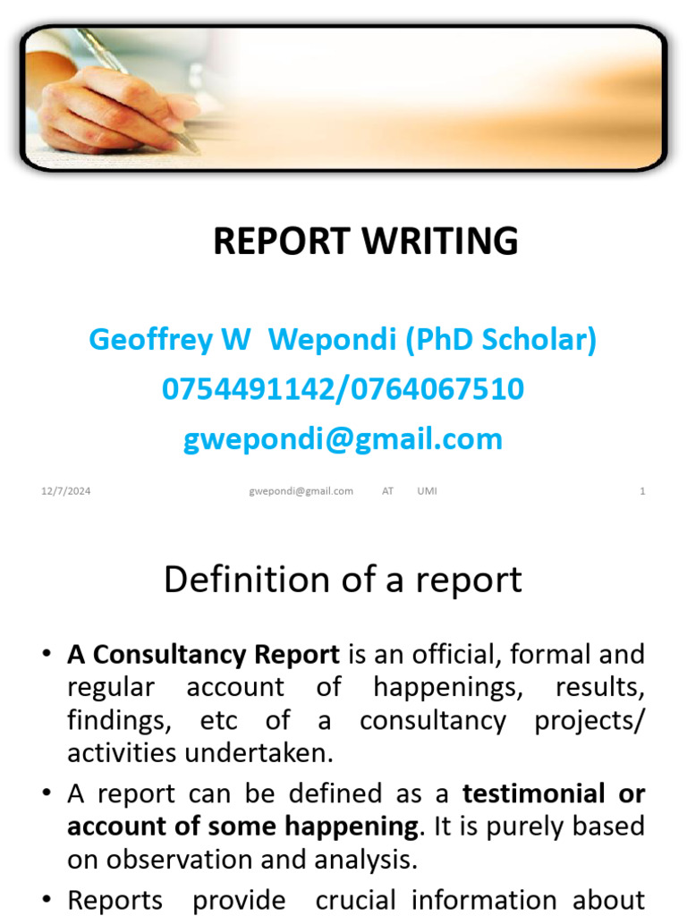 Essential Guide to Writing Reports | PDF | Methodology
