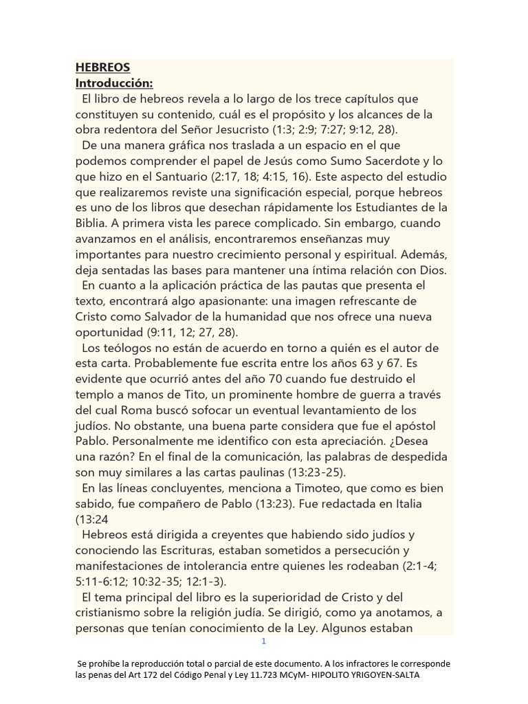 Análisis del Libro de Hebreos y Santiago | PDF | Epístola De Judas | Jesús