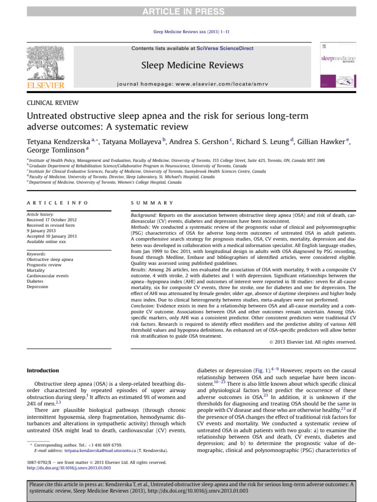 Sleep Medicine Reviews | PDF | Sleep Apnea | Human Diseases And Disorders