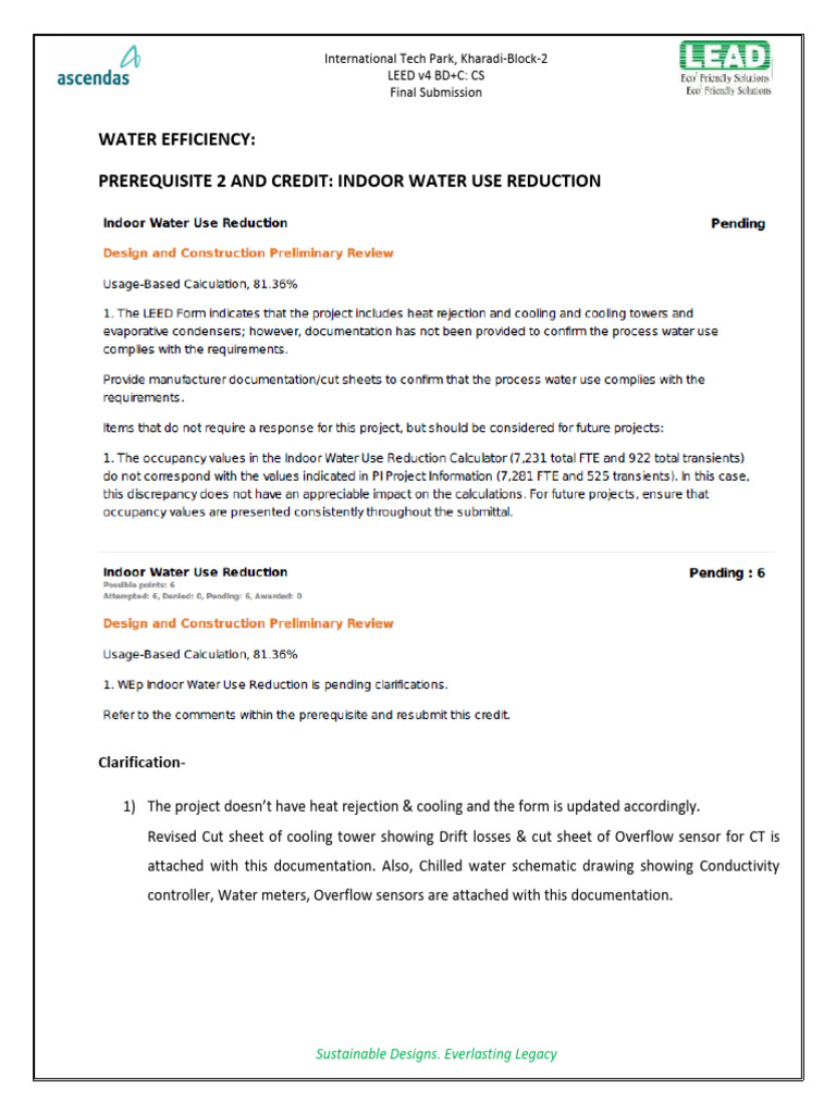 Indoor Water Use Reduction Clarification | PDF