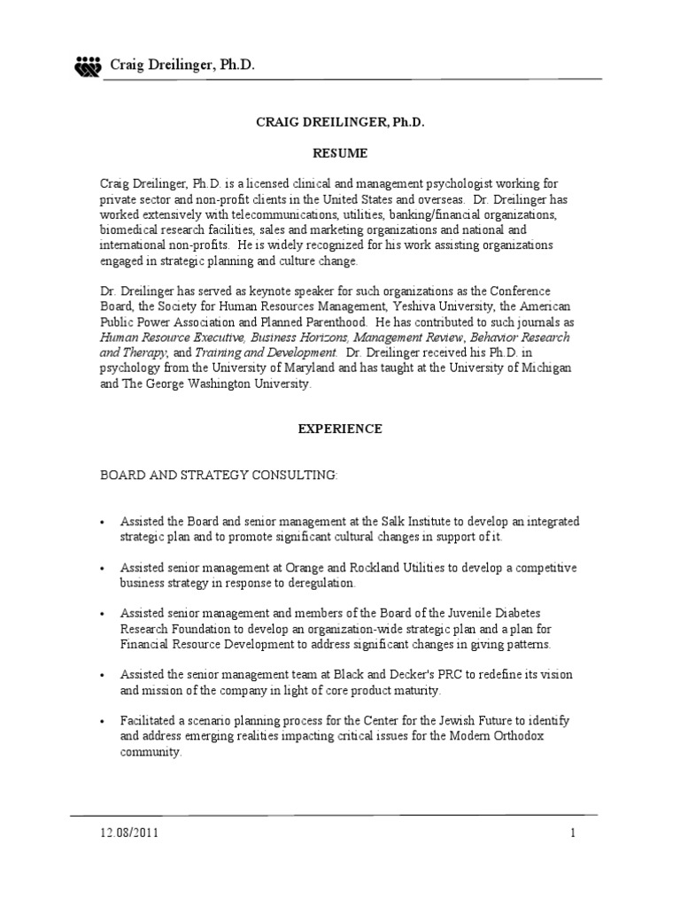 Craig Website Resume | Download Free PDF | Strategic Management ...