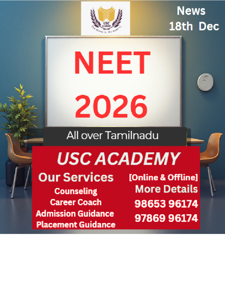 USC Academy NEET 2026 Guidance Services | PDF