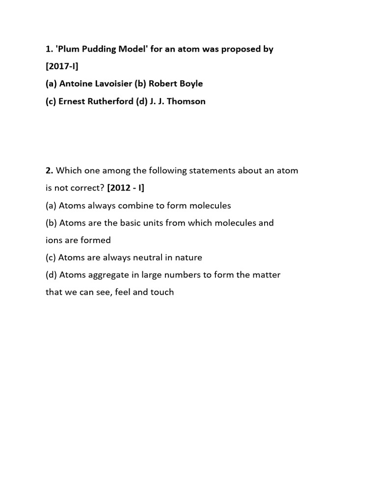 Atom Structure and Properties Quiz | PDF | Atoms | Isotope