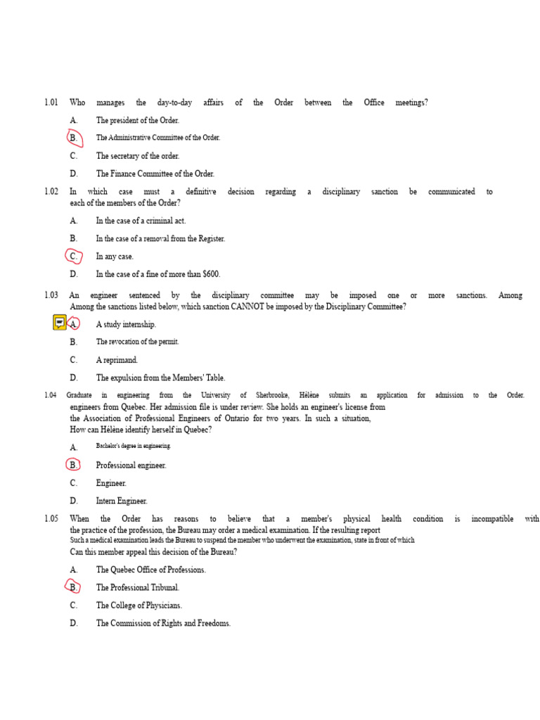 Quebec Engineers Order Management Guide | PDF | Engineer | Employment