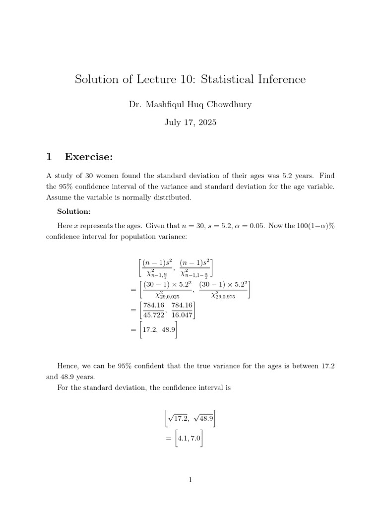 Lecture 10 Solution | PDF | Standard Deviation | Variance