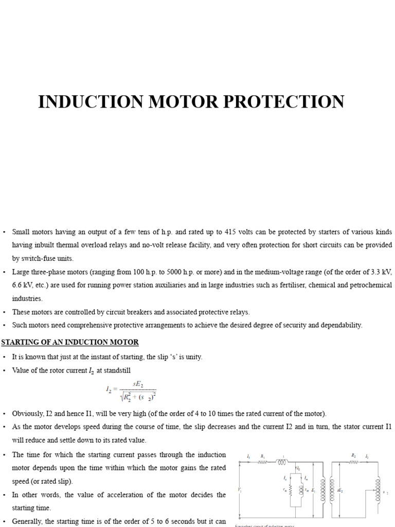 Induction Motor Protection and Faults | PDF | Electric Motor | Relay
