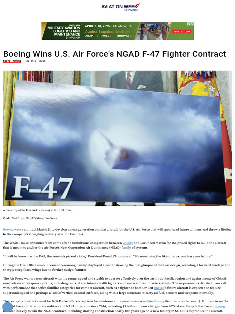 Boeing Wins U.S. Air Force's NGAD F-47 Fighter Contract _ Aviation Week ...