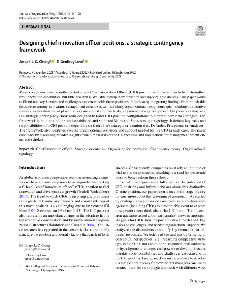 Designing Chief Innovation Officer Positions a Strategic 2j76rrj3 | PDF ...