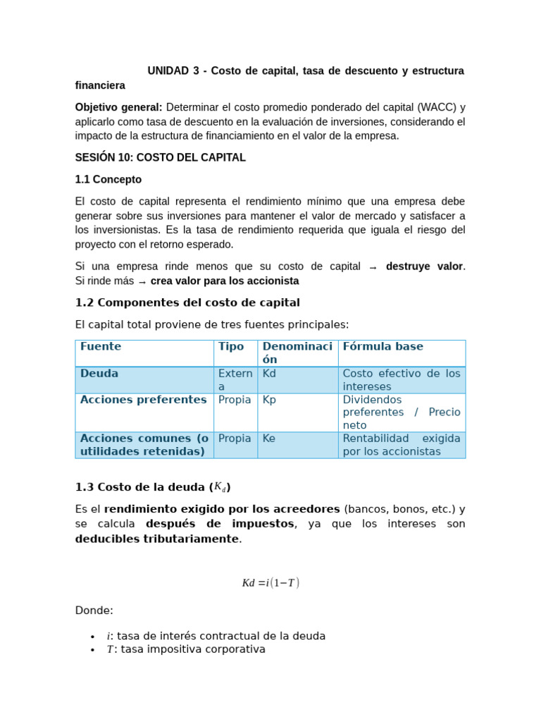 Costo de Capital y Estructura Financiera | PDF | Compartir (Finanzas ...