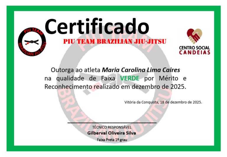 Certificado de Faixa Verde - Maria Caires | PDF