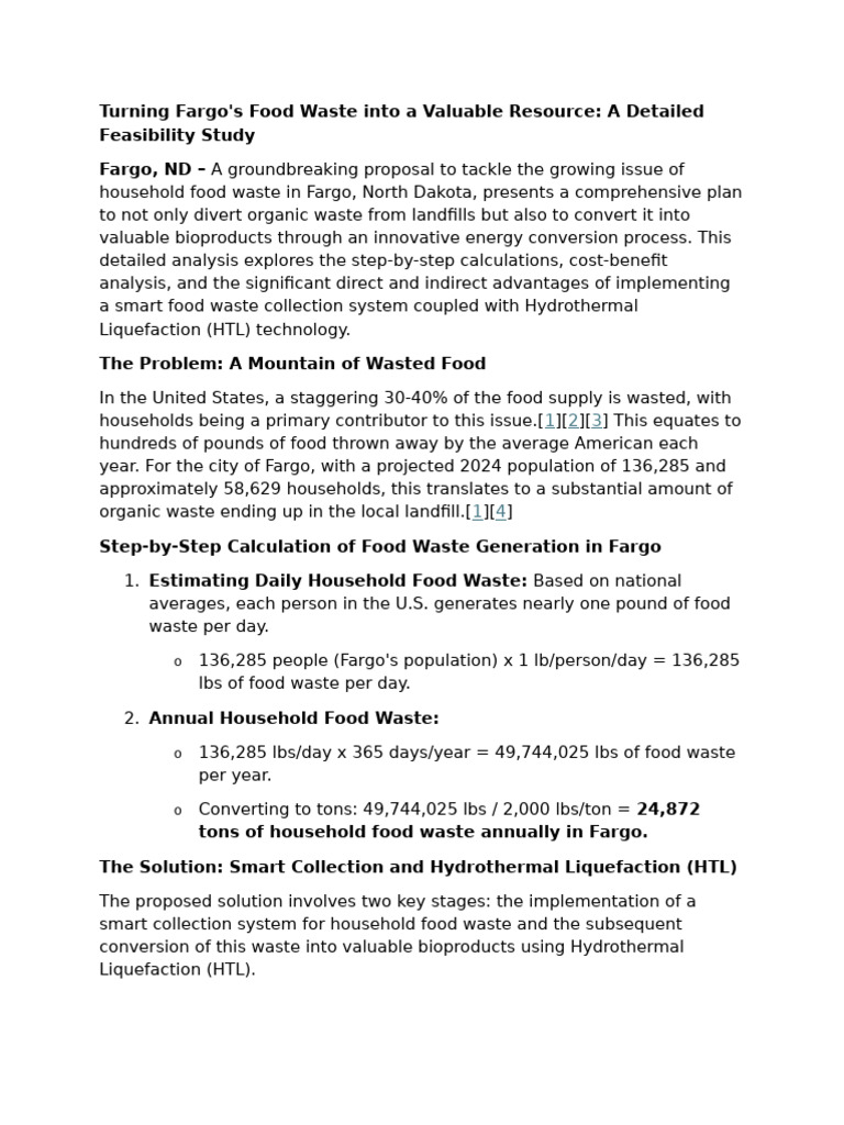Fargo's Food Waste Conversion Study | PDF | Waste | Return On Investment
