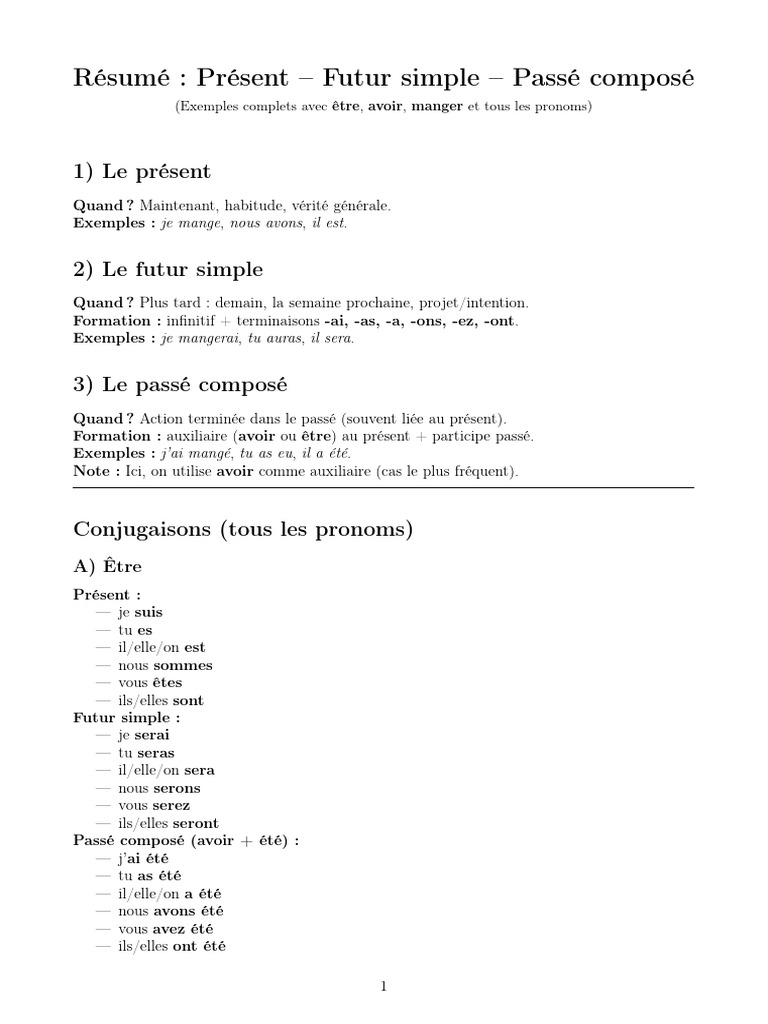Conjugaison : Présent, Futur, Passé | PDF