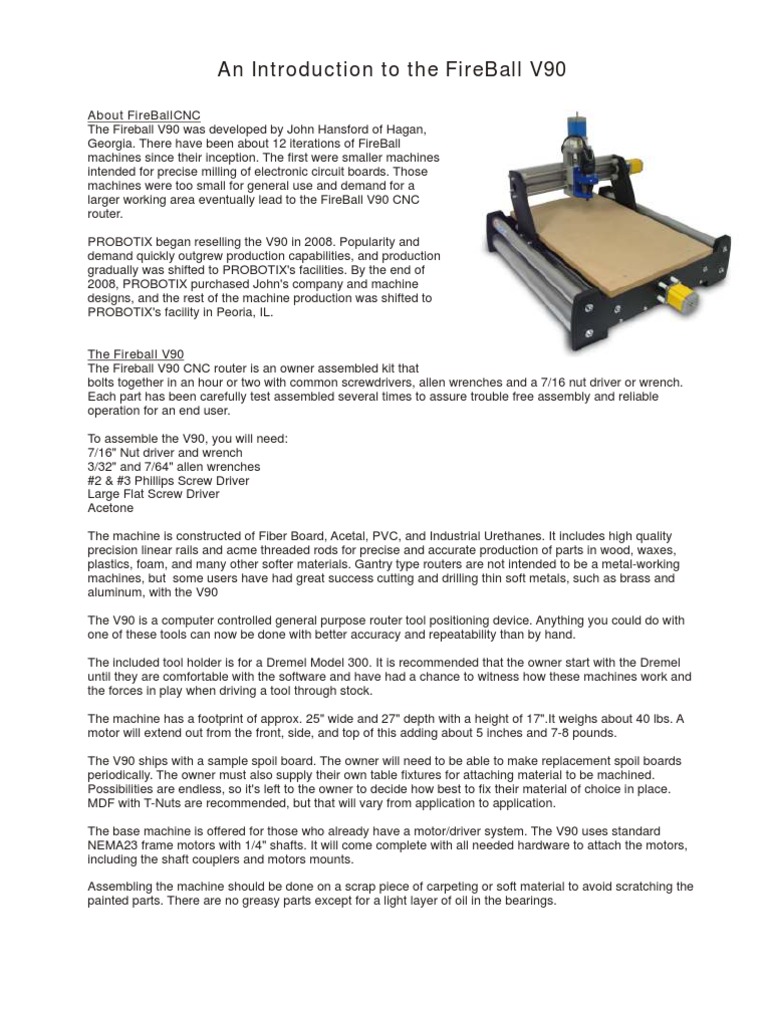 FireBall V90 CNC Router Overview | PDF | Technology & Engineering