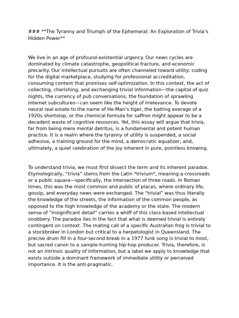 The Tyranny and Triumph of The Ephemeral | PDF