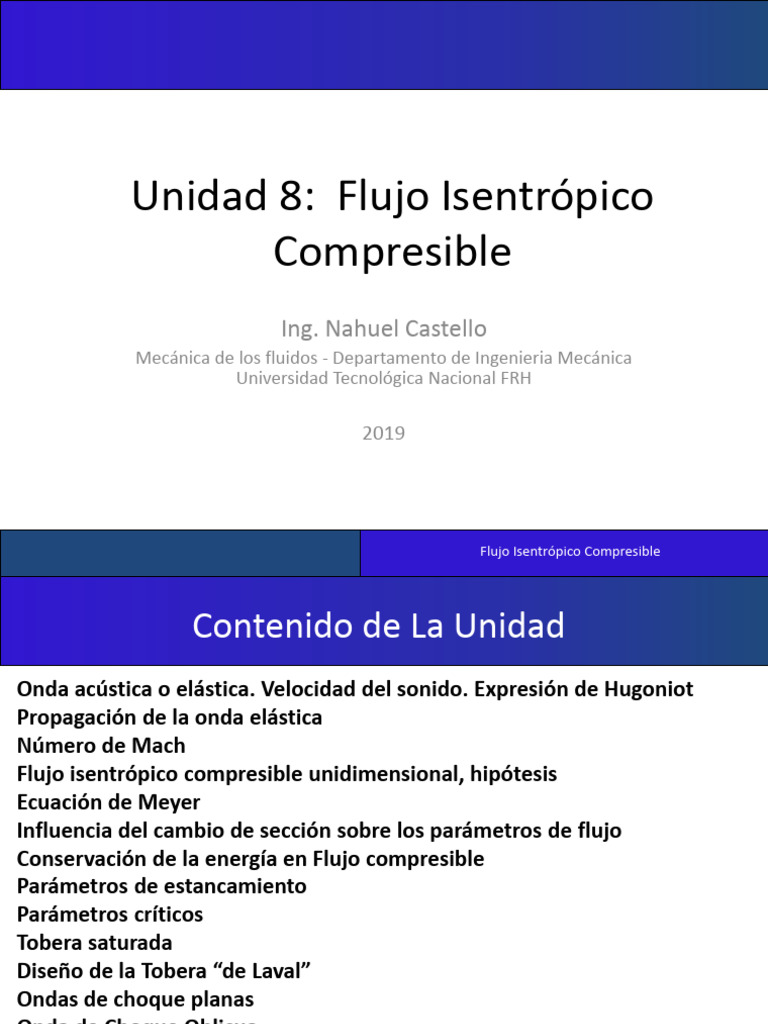 Unidad 8 Fujo Compresible Isentropico | PDF | Boquilla | Número de Mach