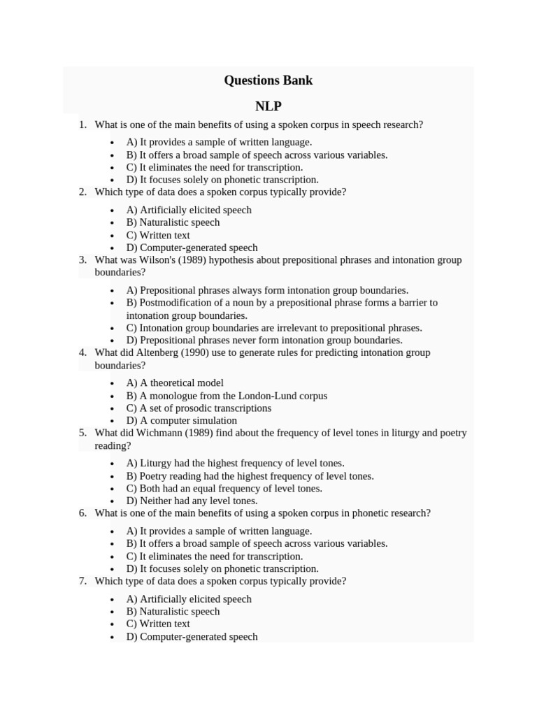 NLP Questions Bank | PDF | Parsing | Semantics