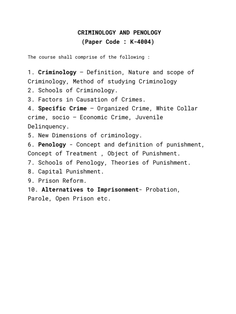 K-4004 - CRIMINOLOGY AND PENOLOGY | PDF | Crimes | Crime & Violence