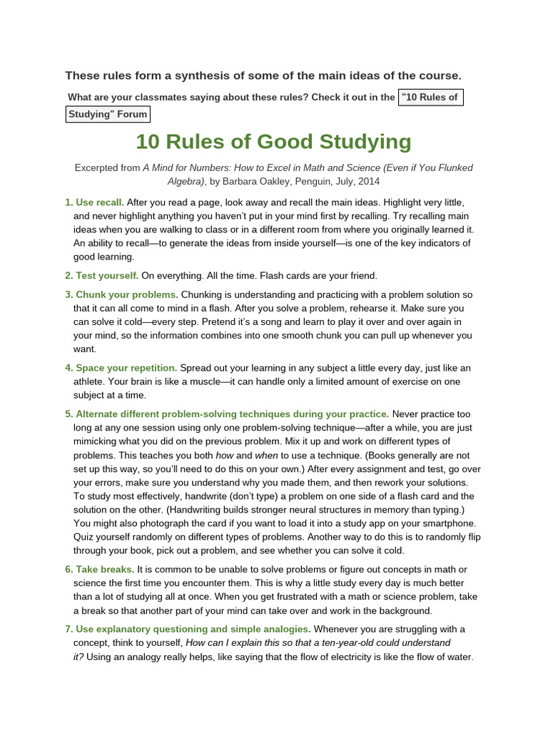 These Rules Form a Synthesis of Some of the Main Ideas of the Course ...