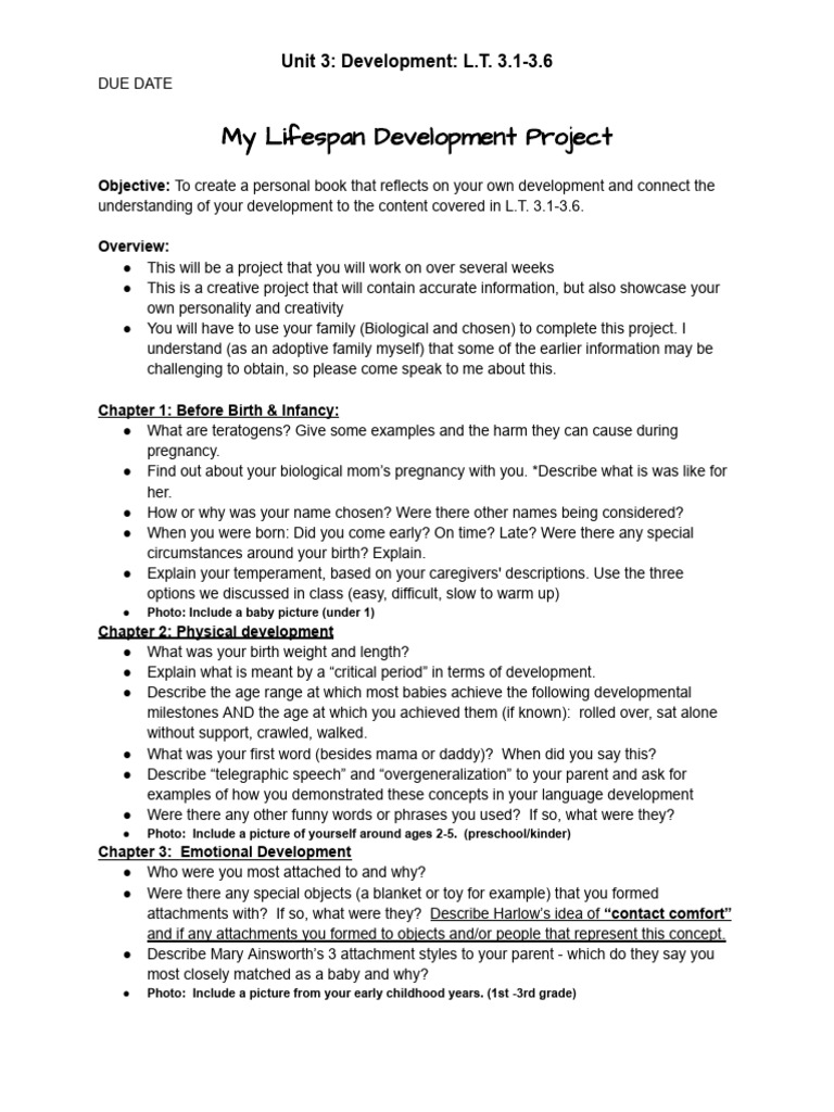 My Lifespan Development Project | PDF | Cognitive Development ...