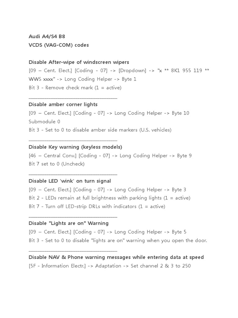 Vcds Code List Pdf
