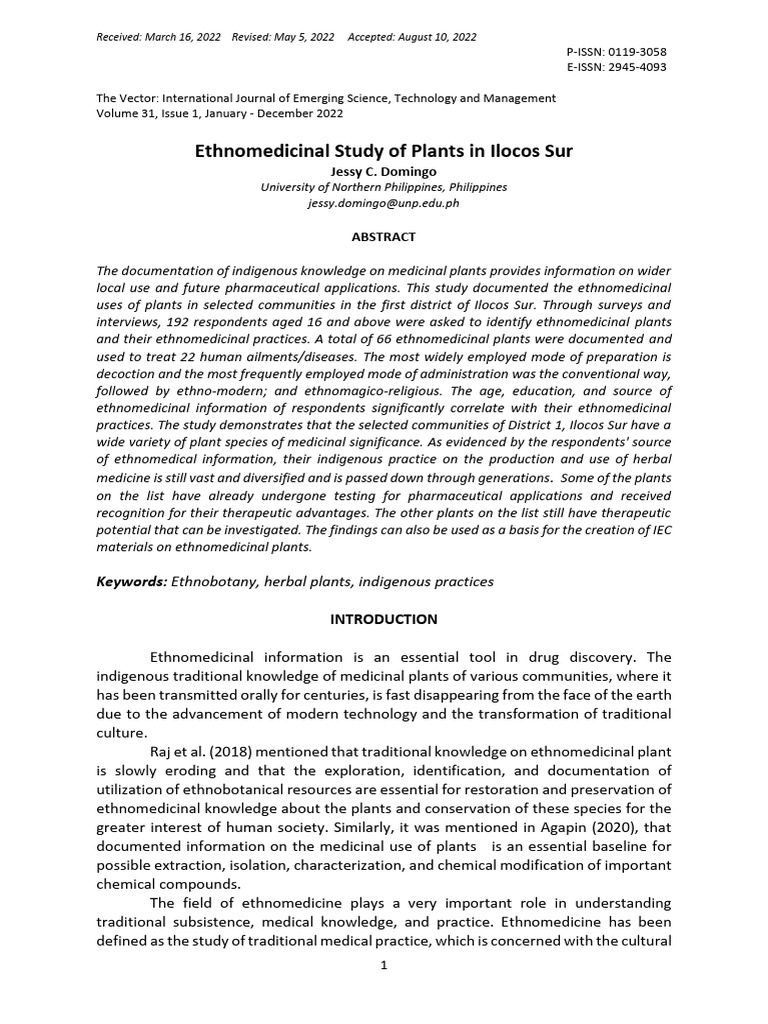 Ethnomedicinal Plants in Ilocos Sur | PDF | Ethnobotany
