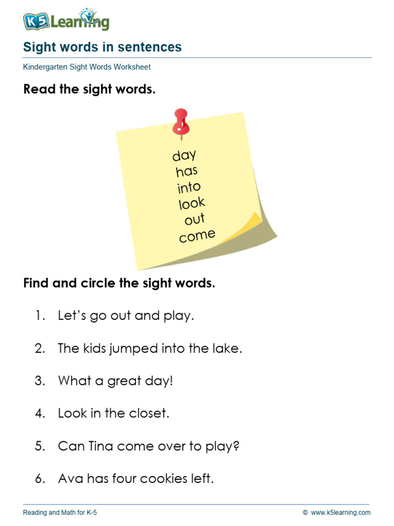 Kindergarten Sight Words Circle Words 3 (1) | PDF