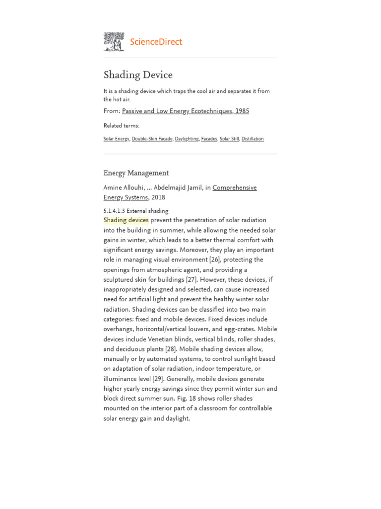 Shading Device - An Overview - ScienceDirect Topics | PDF | Window ...