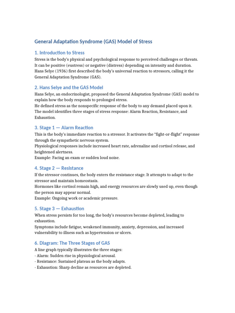 GAS Model of Stress Quick Notes | PDF | Stress (Biology) | Determinants ...