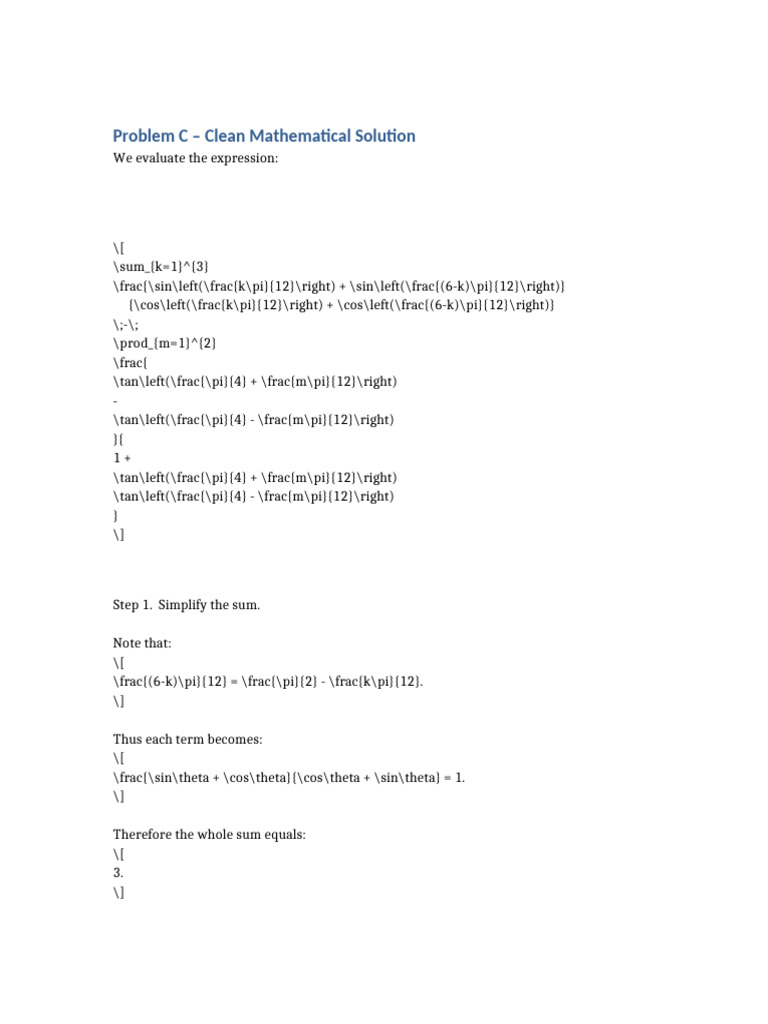 Problem C MathFormatted | PDF
