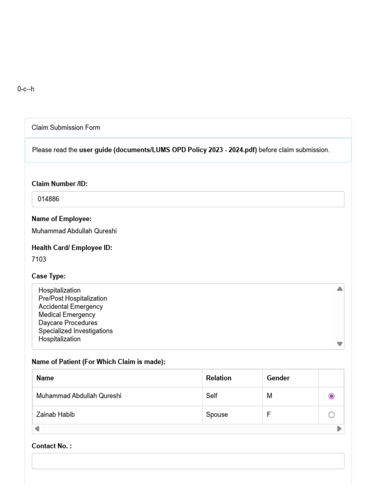 Claim Submission Form for Health Insurance | PDF