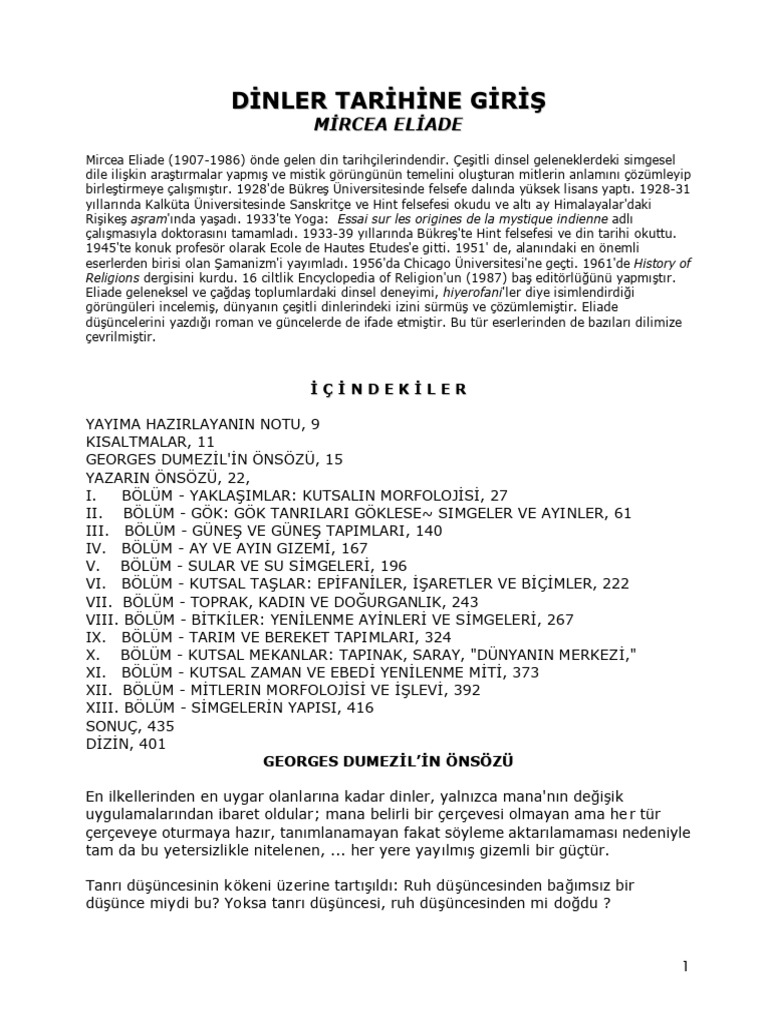 Mircea Eliade Dinler Tarihine Giris | PDF
