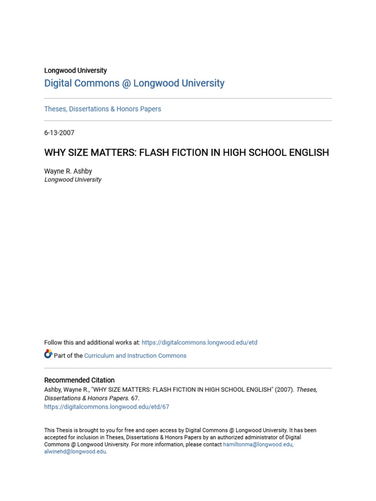 Why Size Matters_ Flash Fiction in High School English | PDF | Thesis ...