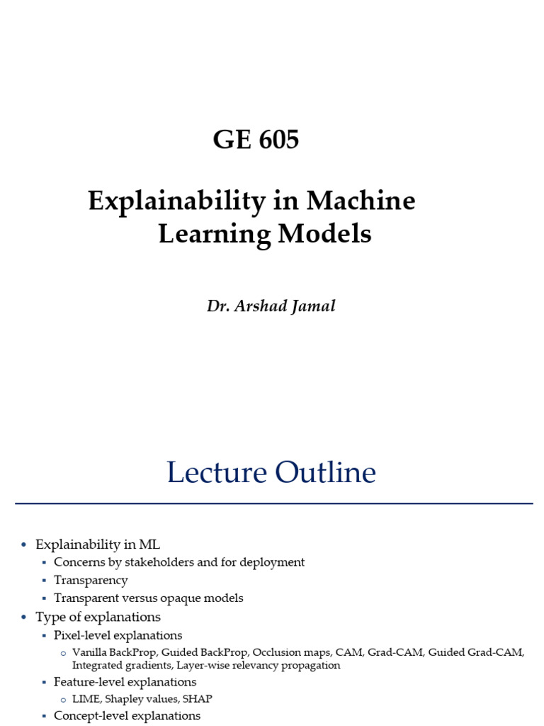 Lecture 14 Explainability in Machine Learning | PDF | Machine Learning ...